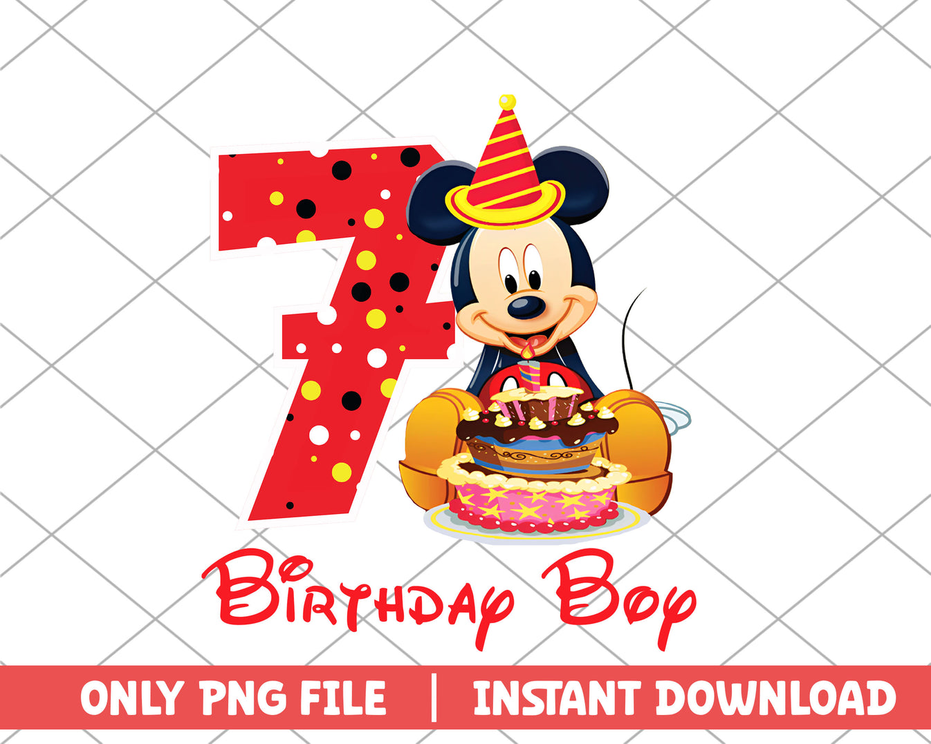 Mickey birthday boy seven disney png – svg files for cricut