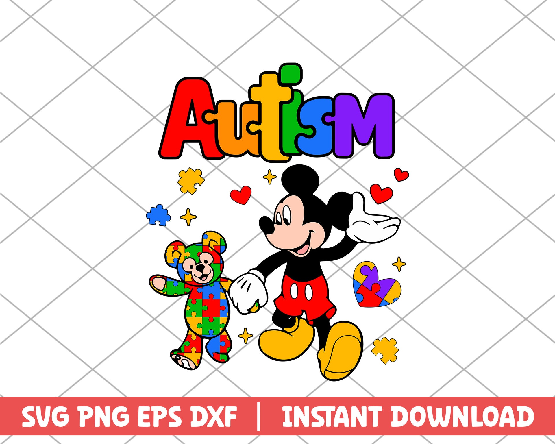 Autism Mickey Mickey Face Autism Awareness Svg, Autism Svg, Awareness