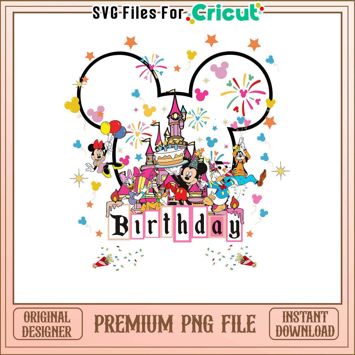 Mickey mouse castle brithday custom png, custom mickey head brithday p ...