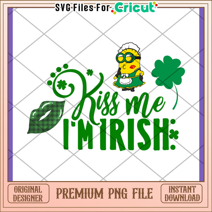Minion Kiss Me Im Irish PNG Design – svg files for cricut