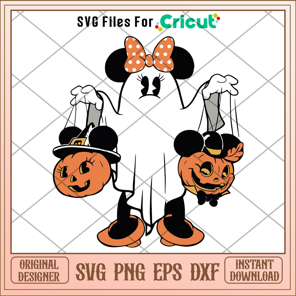 Minnie Disney Mouse Halloween Ghost svg, Disney characters svg, Digita ...