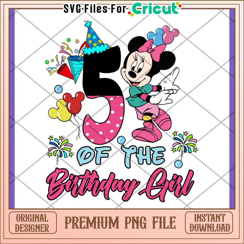 Minnie Mouse 5th Birthday PNG Design – svg files for cricut