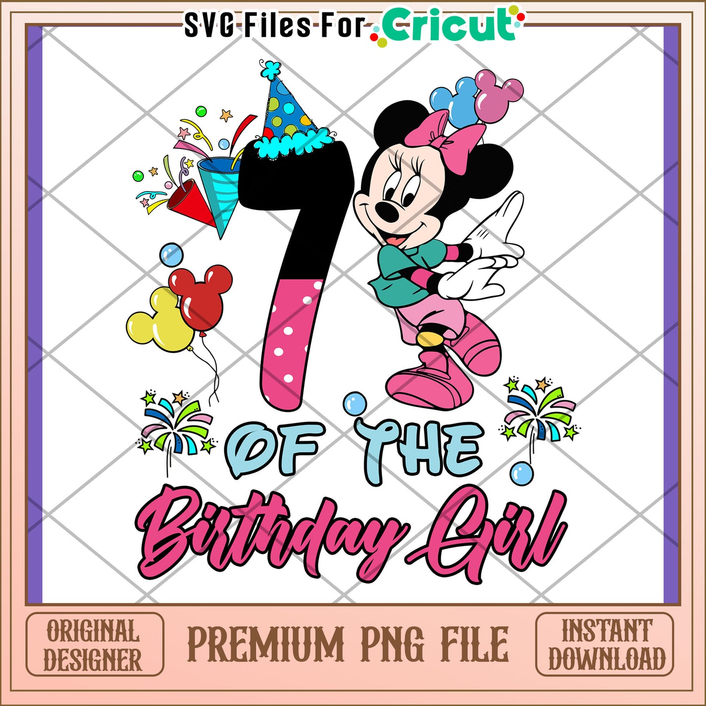 Minnie Mouse 7th Birthday PNG – svg files for cricut