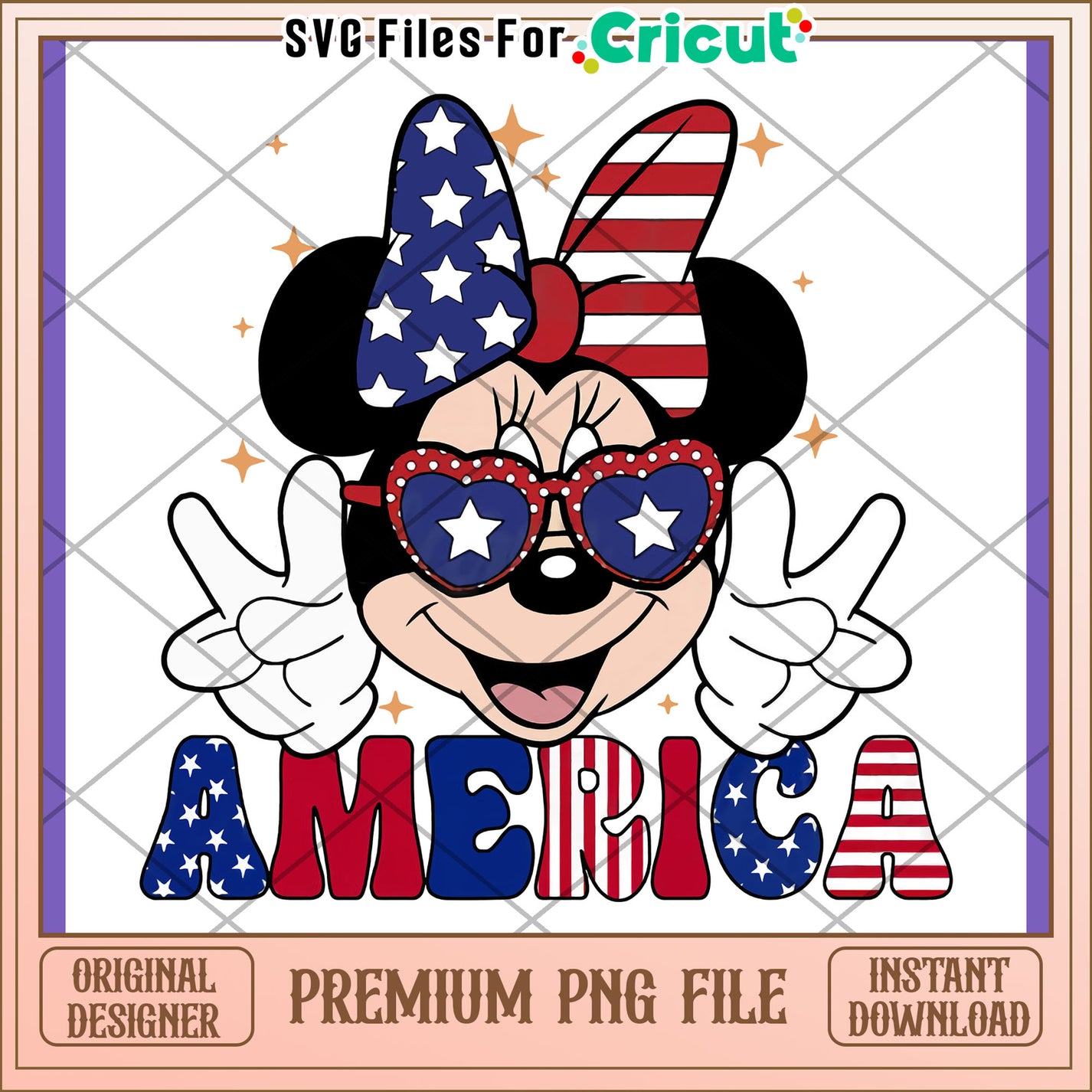 Minnie Mouse American Flag PNG Design Download – svg files for cricut