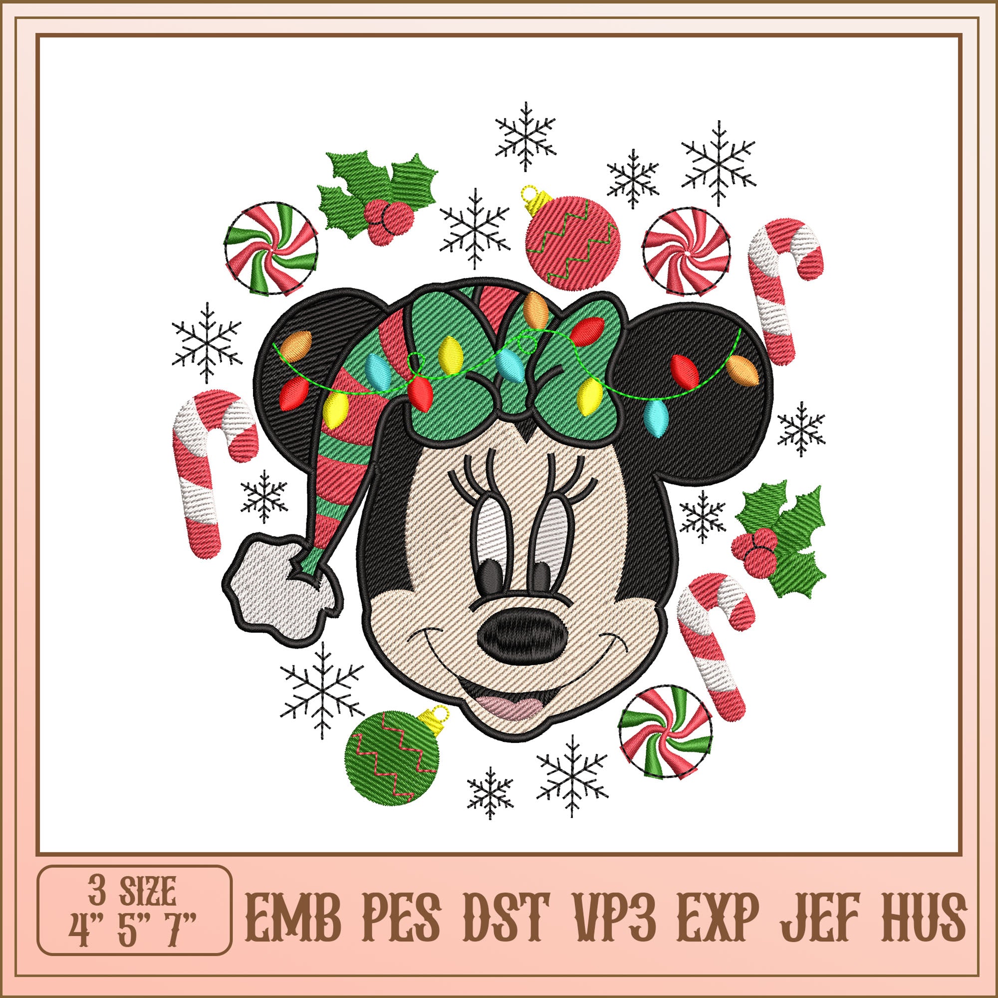 Minnie Mouse Christmas Embroidery Design – svg files for cricut