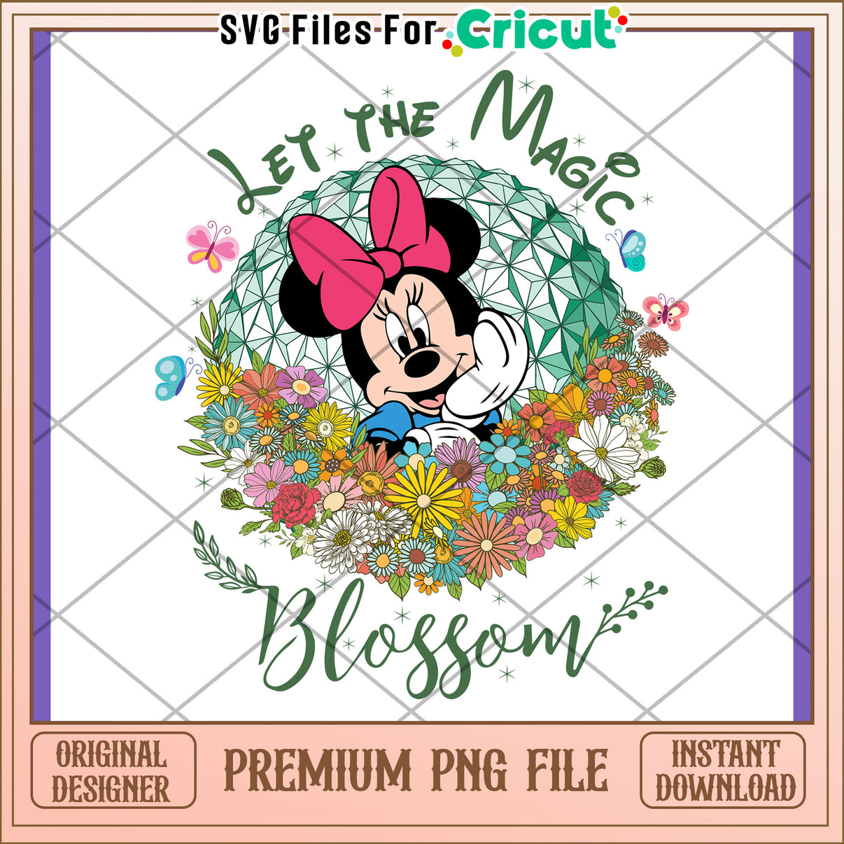 Minnie Mouse Floral PNG Design Download – svg files for cricut