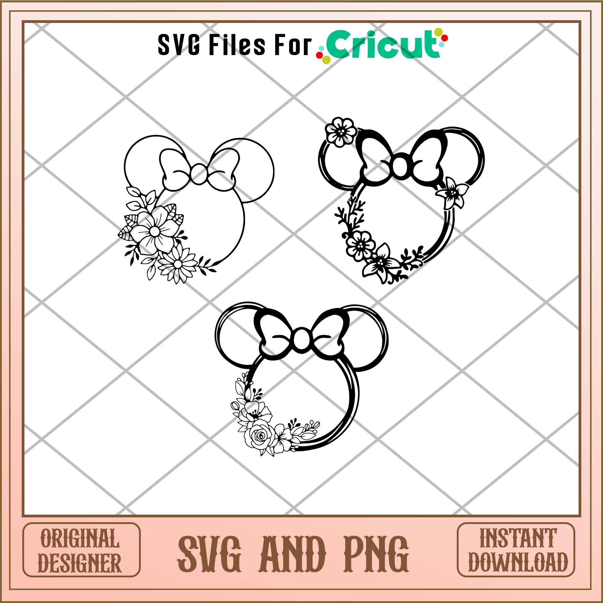 Minnie Mouse Flower outline svg bundle – svg files for cricut