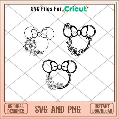 Minnie Mouse Flower outline svg bundle – svg files for cricut