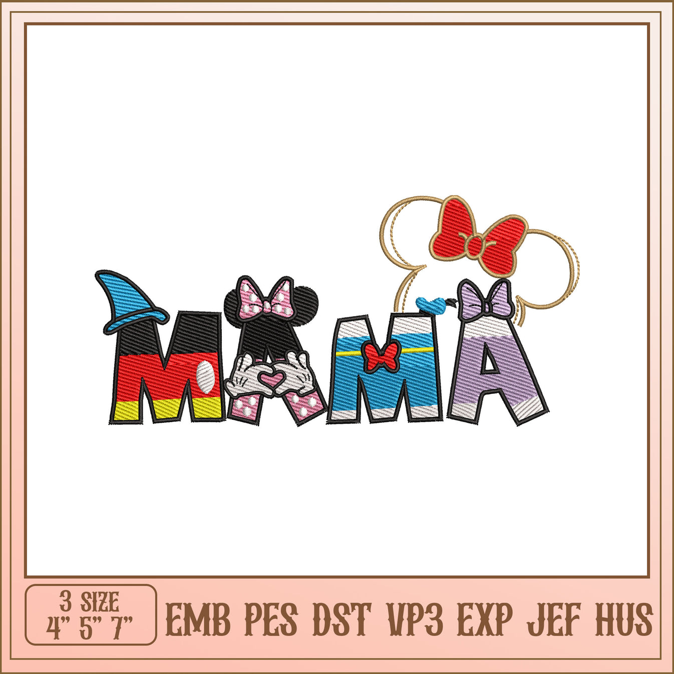 Minnie Mouse Mama Embroidery Design for Kids Clothing 4-7 Inch – svg ...