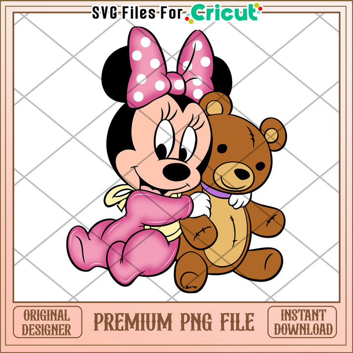 Minnie Mouse PNG Baby Minnie with Teddy – svg files for cricut