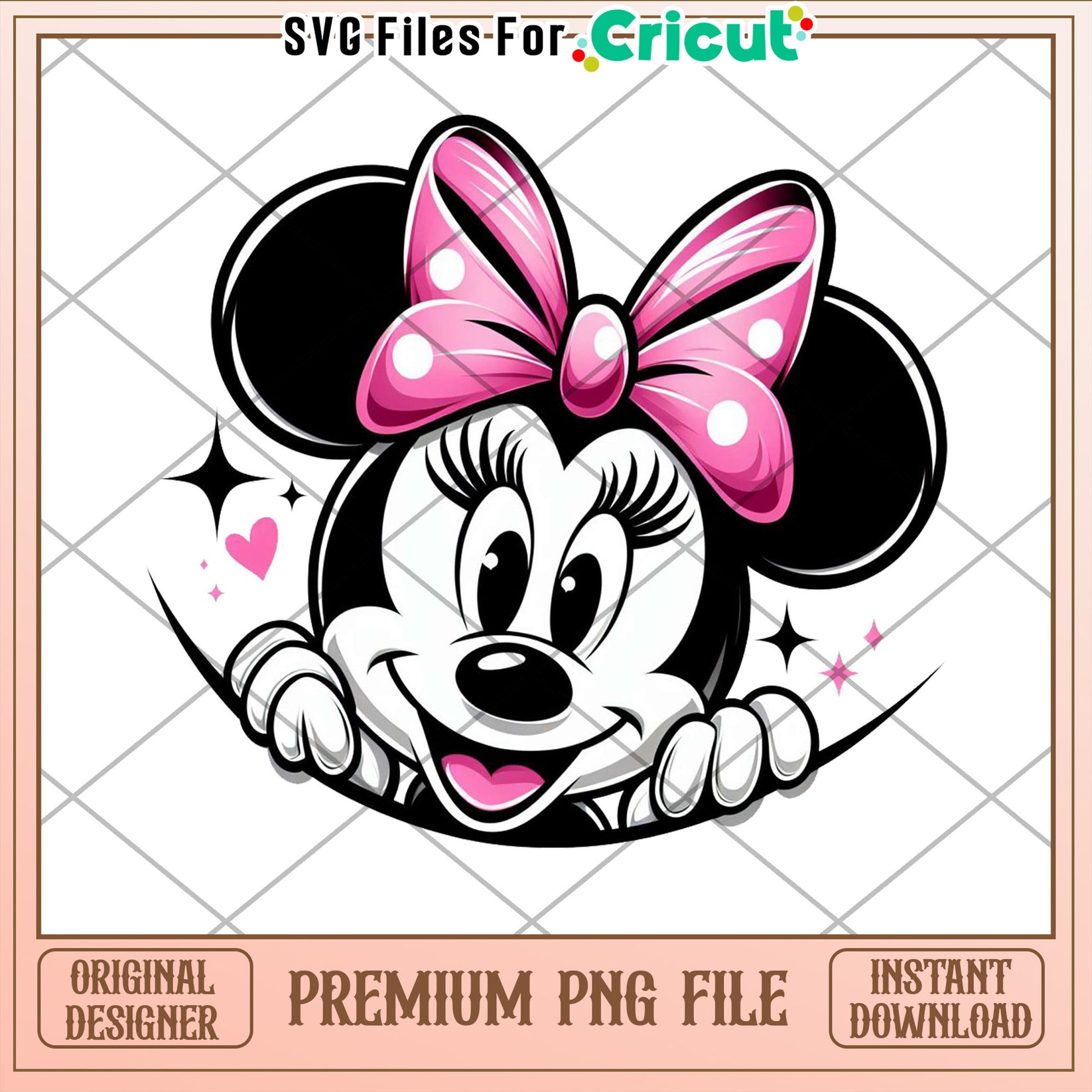 Minnie Mouse PNG Peeking Premium Design Instant Download – svg files ...