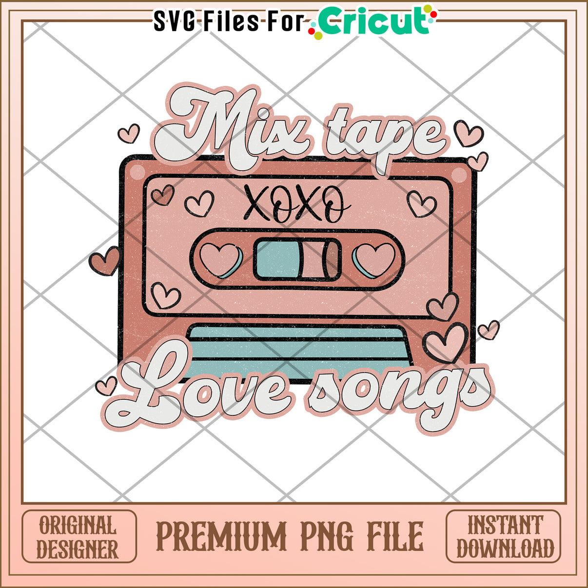 Mixtape Love Songs PNG Design – svg files for cricut