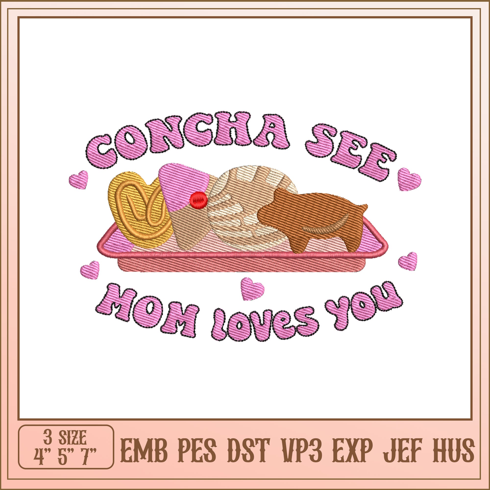 Mom Loves You Concha Embroidery – svg files for cricut