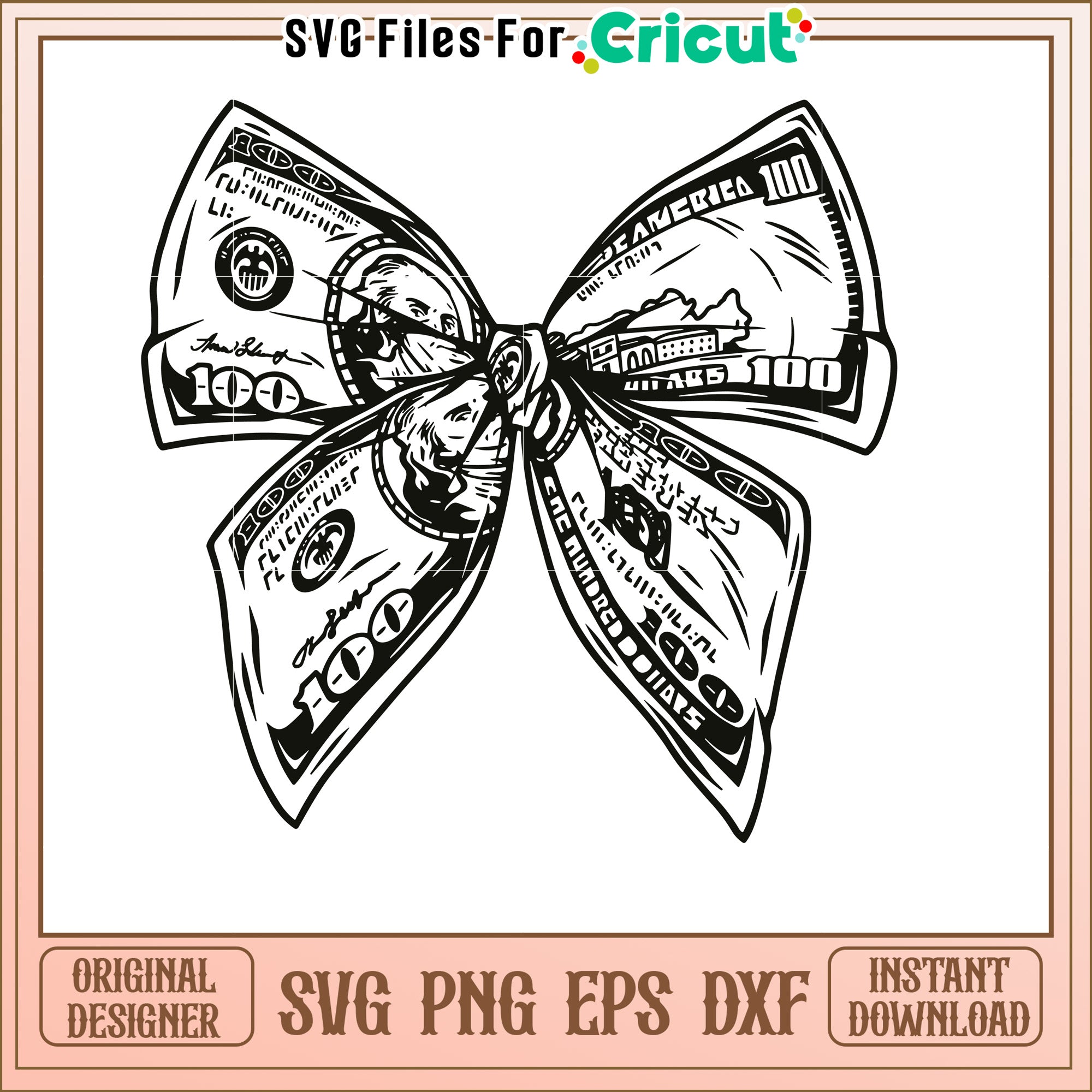 Money Bow SVG Design – svg files for cricut