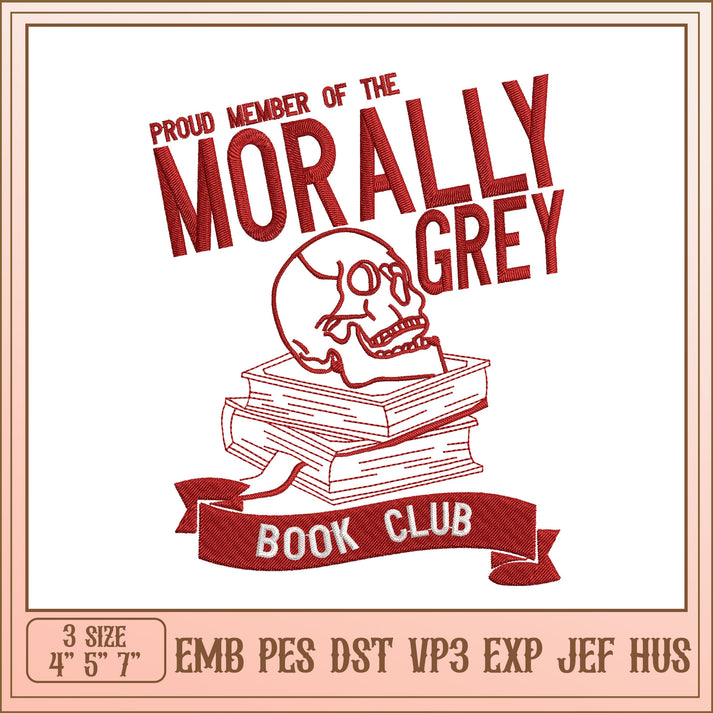 Morally Grey Book Club Embroidery Design – svg files for cricut
