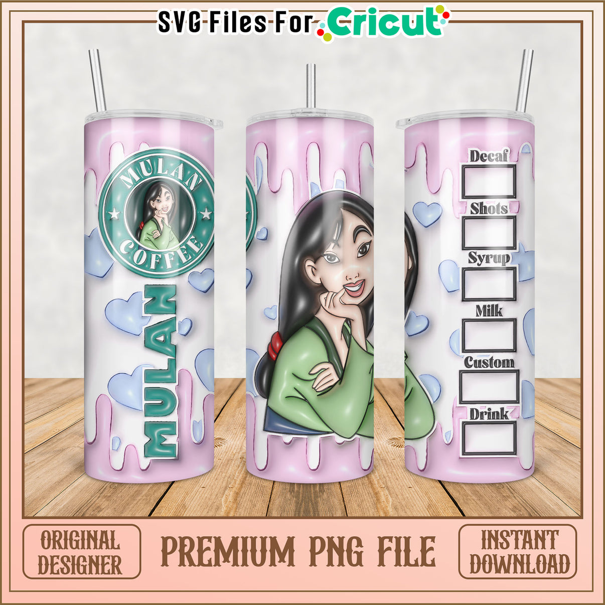 Mulan Coffee Tumbler PNG Design – svg files for cricut