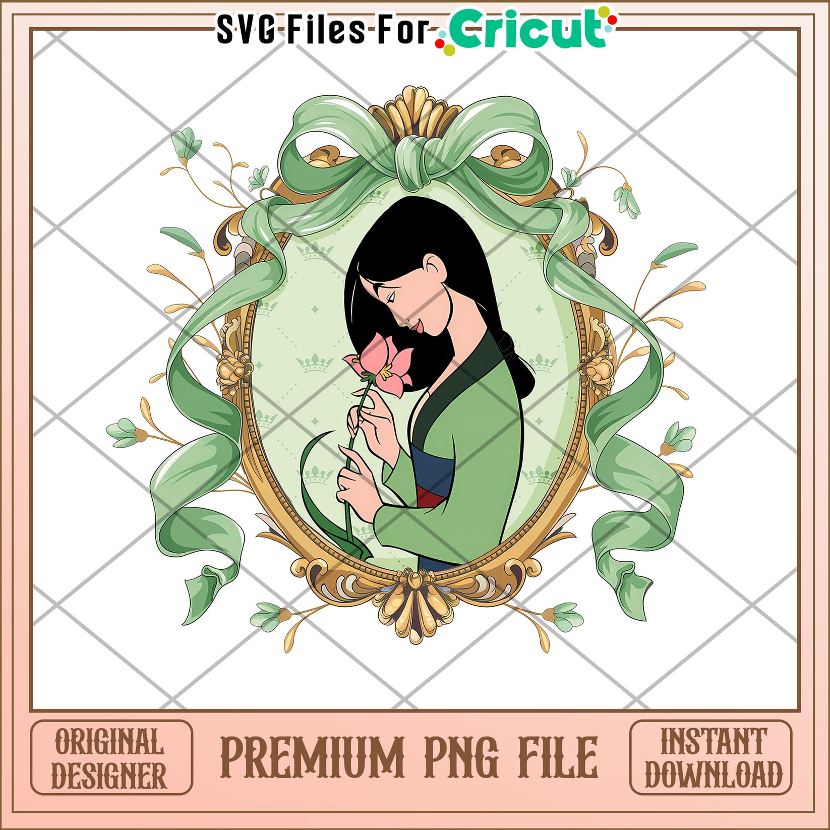 Mulan PNG Premium Floral Frame Design – svg files for cricut