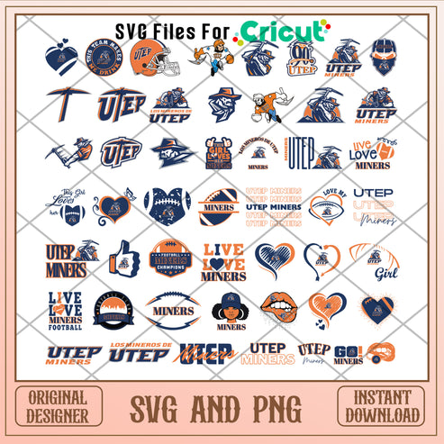 Logo utep miners bundle design svg, utep miners football svg – svg ...