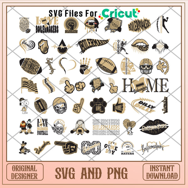 Purdue university boilermakers logo bundle design svg, logo football s ...