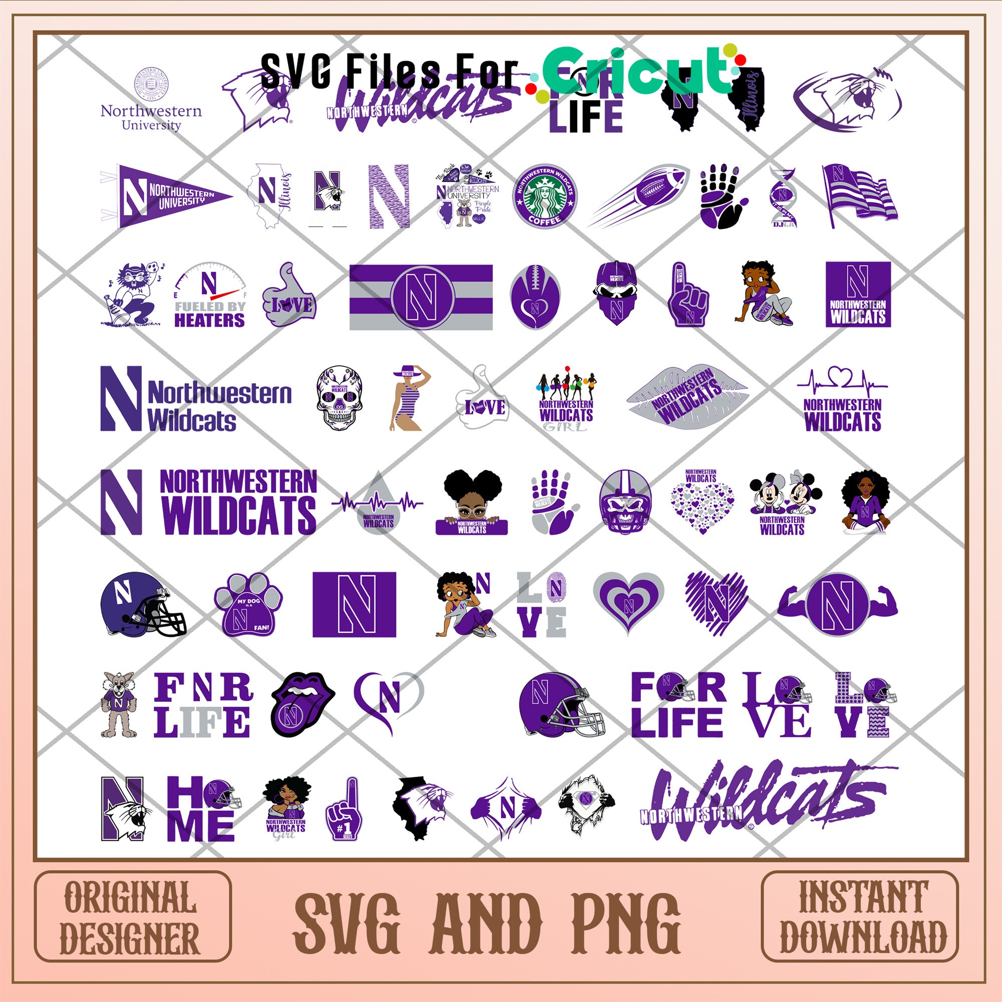 Northwestern wildcats logo bundle svg, northwestern wildcats football ...
