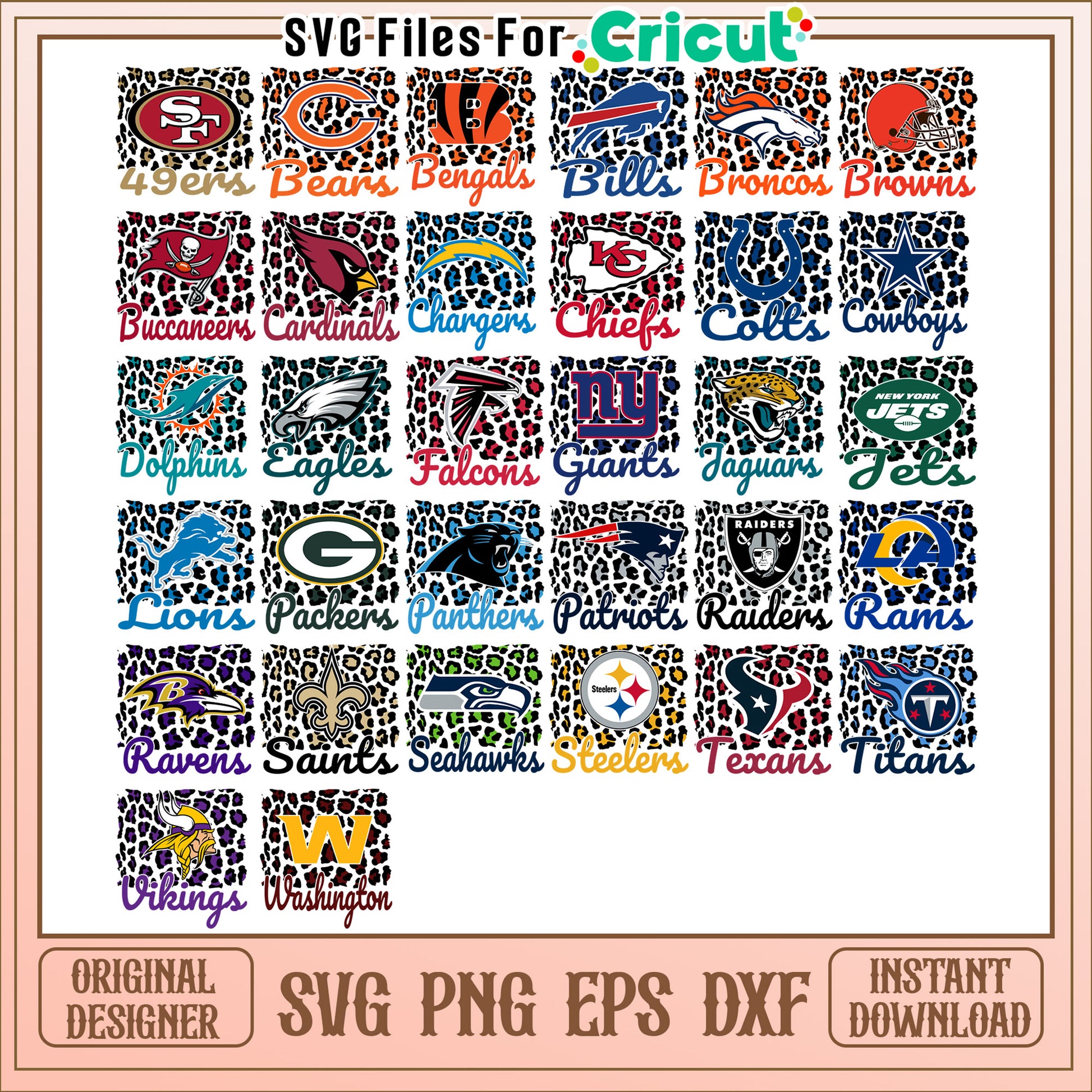 NFL Leopard Print SVG Bundle – svg files for cricut