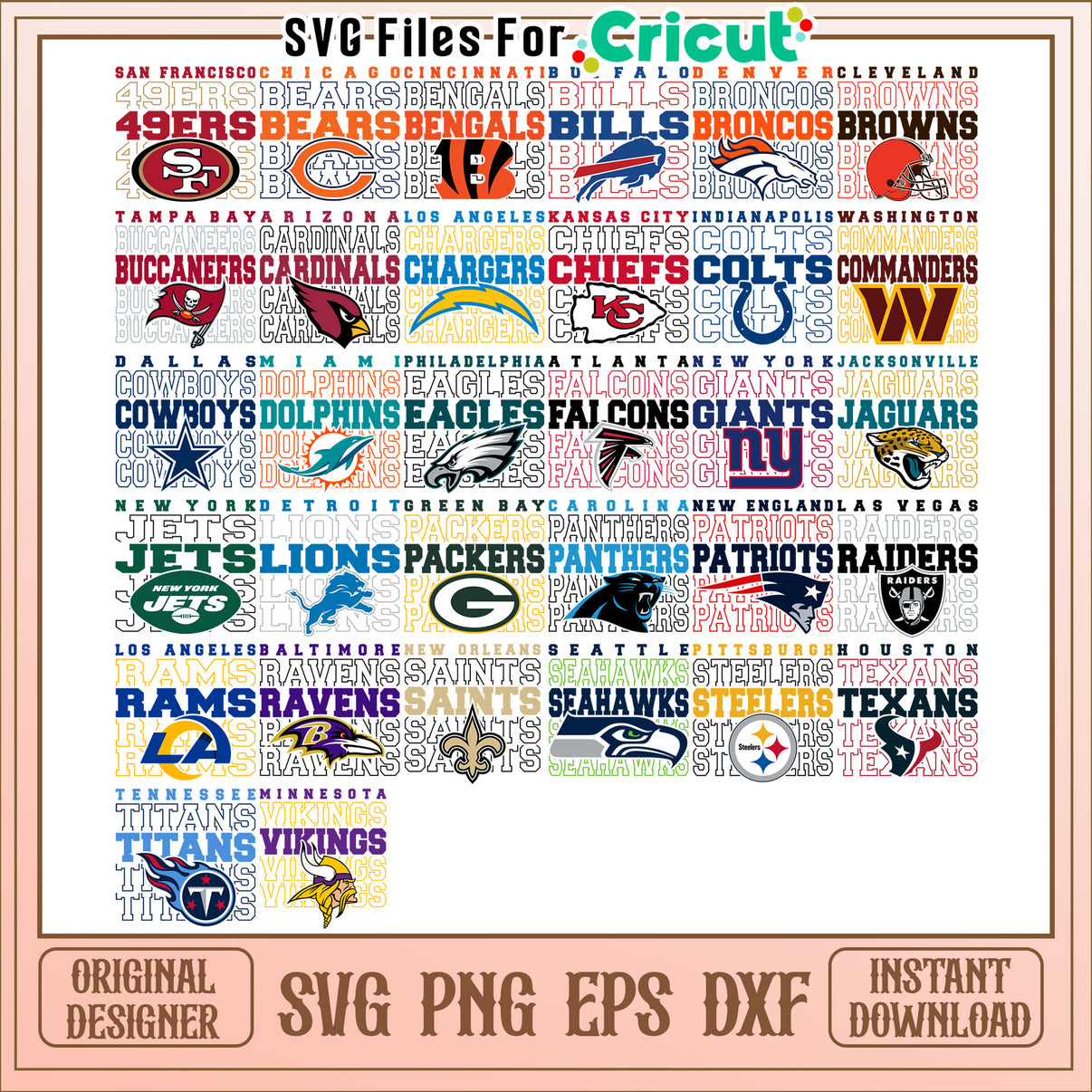 NFL Logos SVG Bundle Instant Download – svg files for cricut