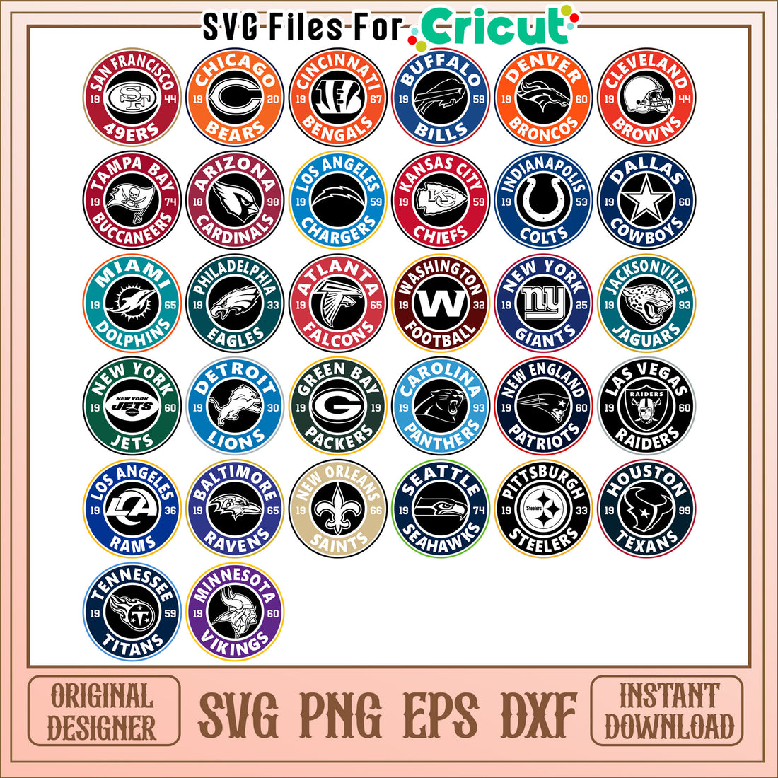 NFL Team Logos SVG Bundle – svg files for cricut