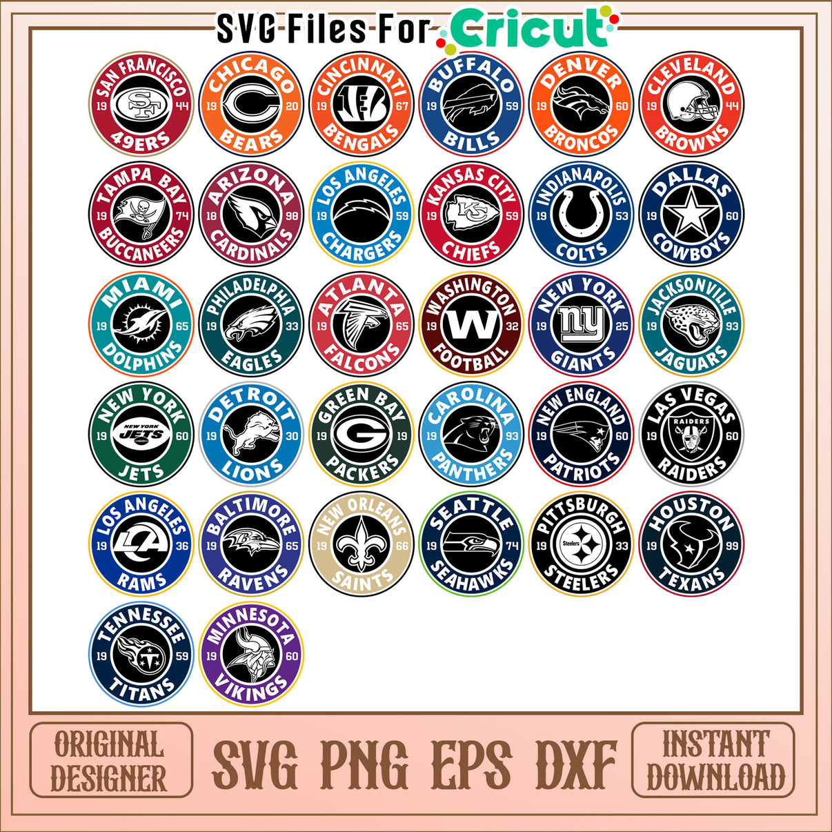 NFL Team Logos SVG Bundle – svg files for cricut