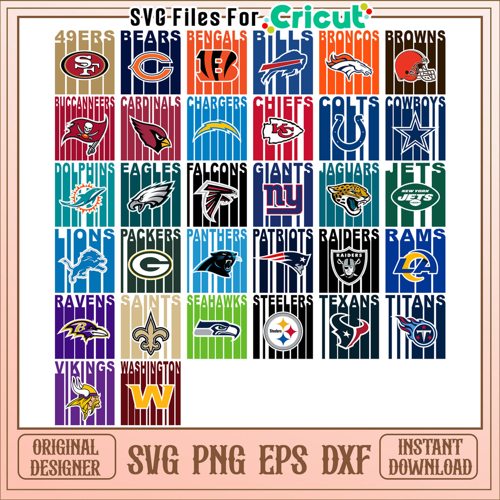NFL Team Logos SVG Bundle Instant Download – svg files for cricut