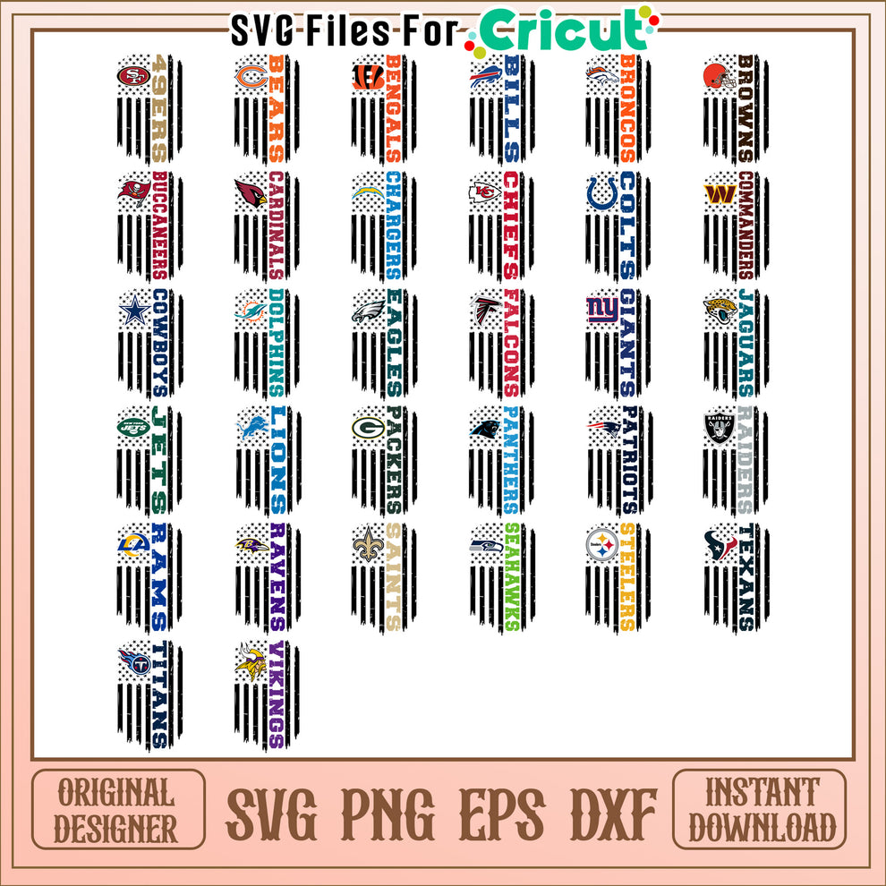 NFL Team SVG Bundle Instant Download – svg files for cricut