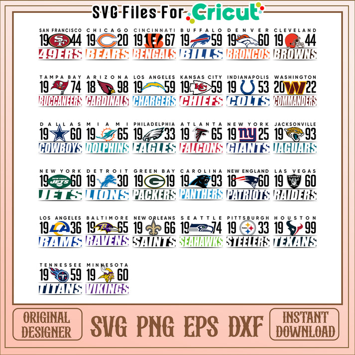 NFL Teams SVG Bundle Instant Download – svg files for cricut