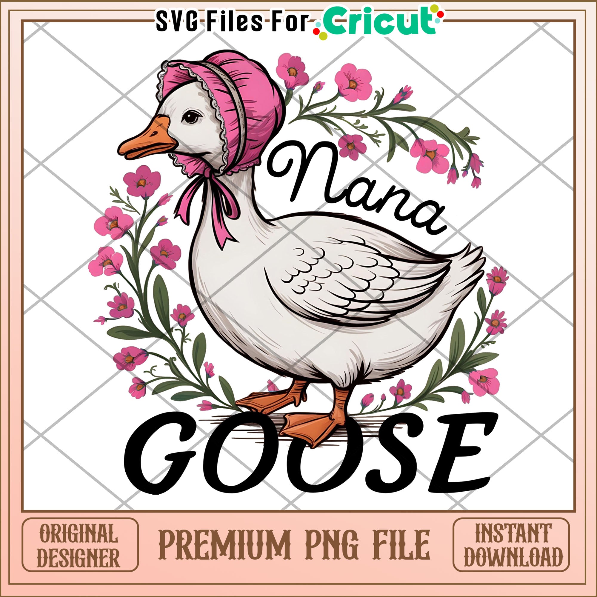 Nana Goose PNG Floral Design – svg files for cricut