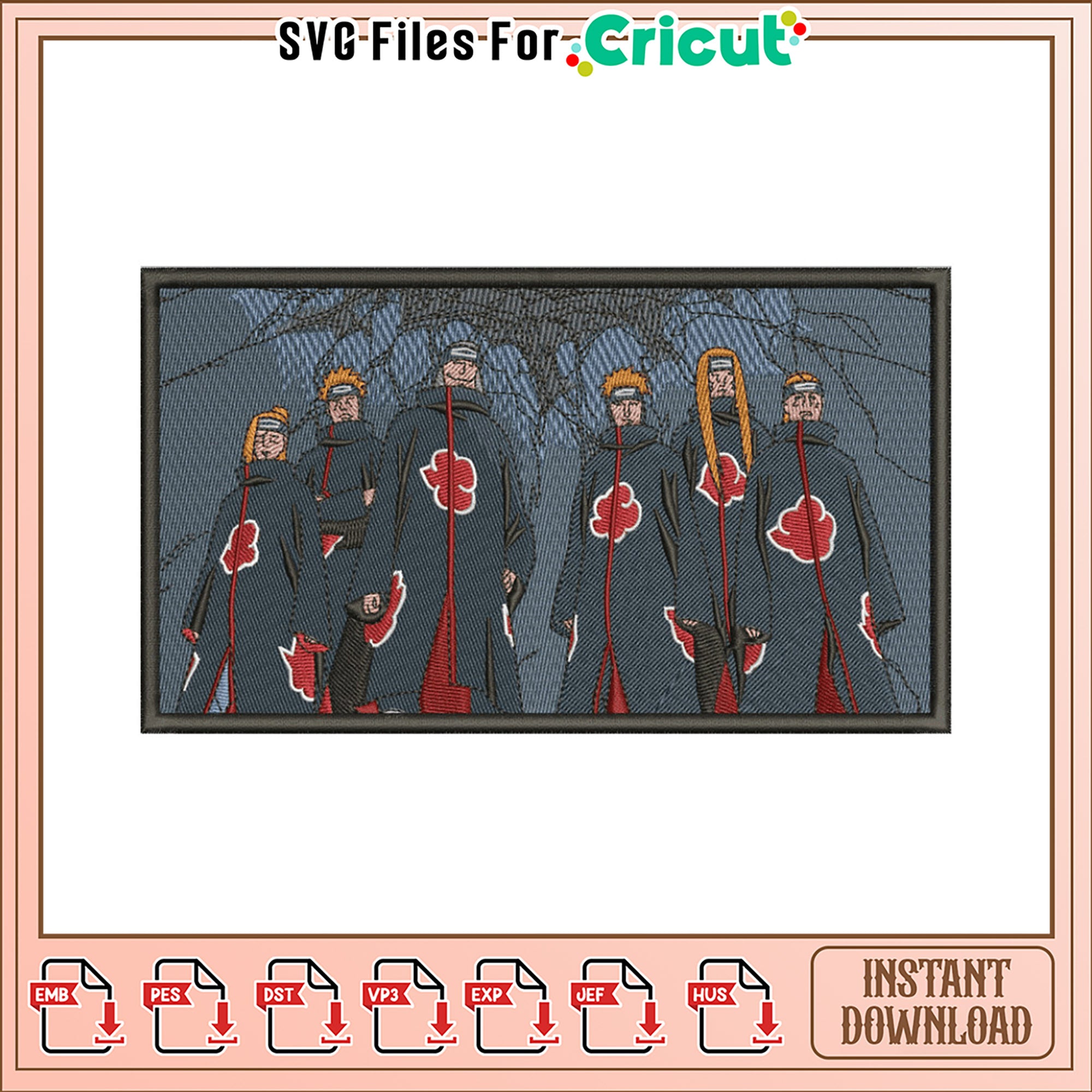 Naruto Akatsuki Embroidery Design Instant Download – svg files for cricut