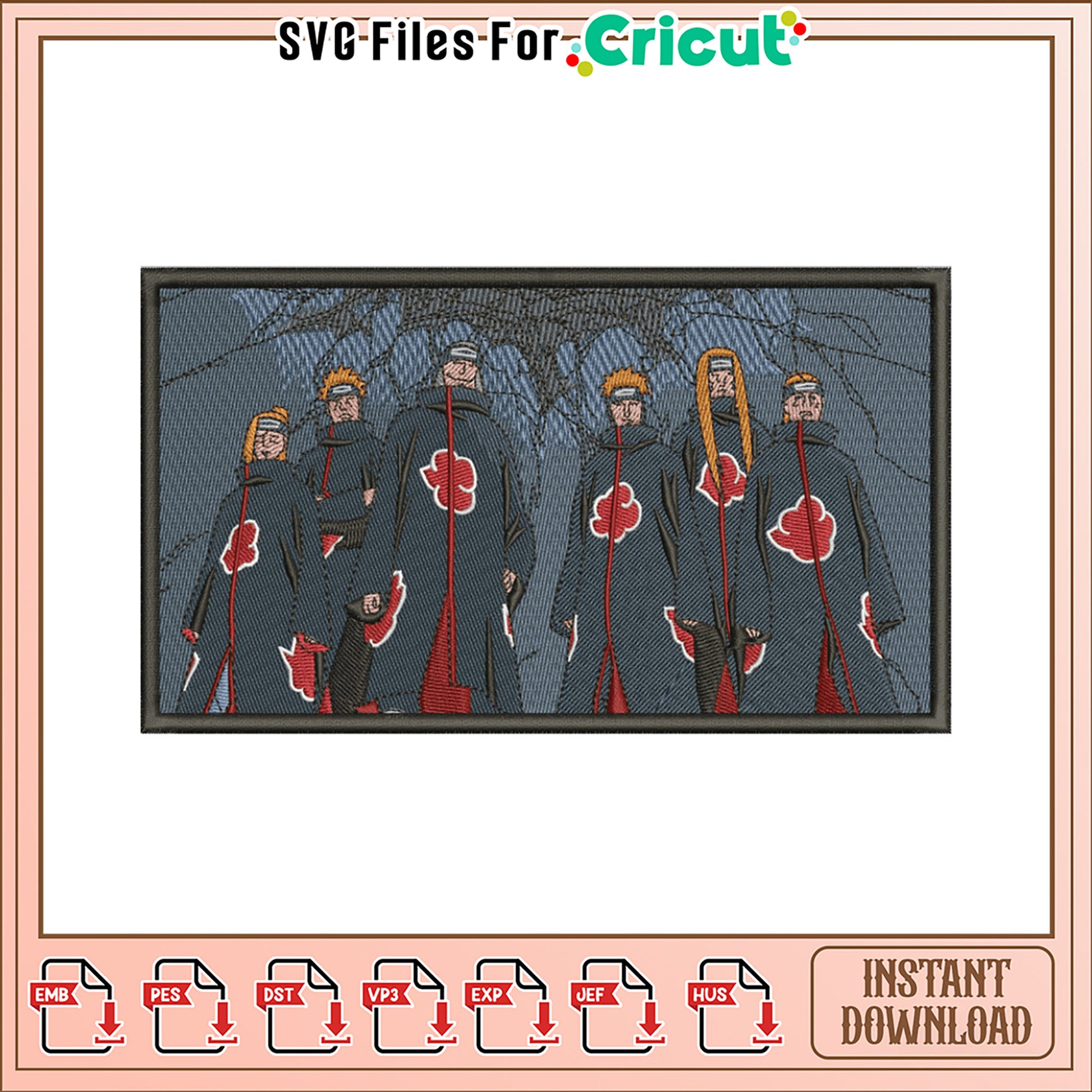 Naruto Akatsuki Embroidery Design Instant Download – svg files for cricut