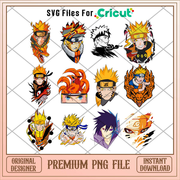 Anime Naruto head png bundle – svg files for cricut