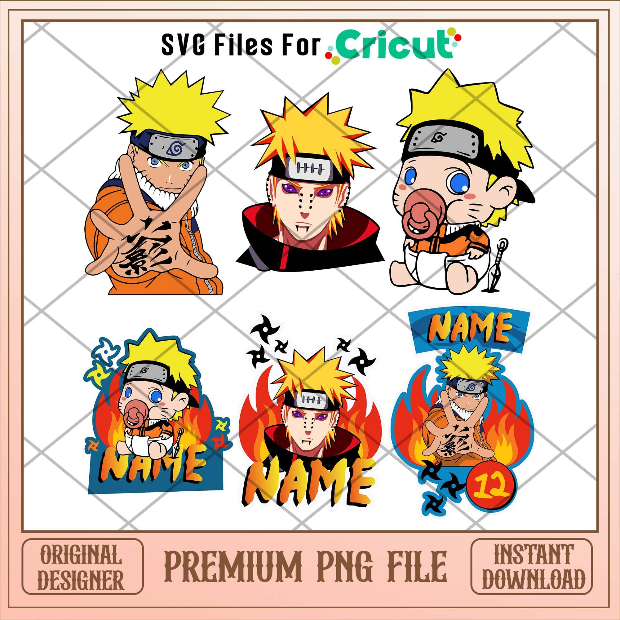 Anime Naruto characters in color png bundle – svg files for cricut