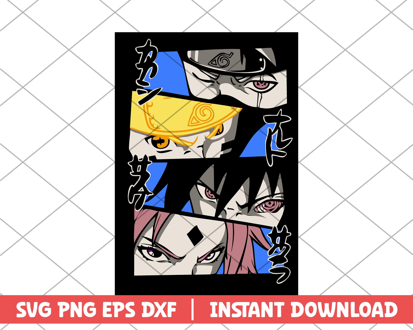 Naruto team 7 members anime svg – svg files for cricut