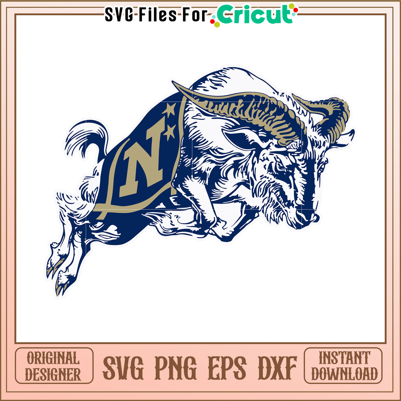 Navy Blue Goat Mascot SVG for Cricut Projects, Instant Download Availa ...