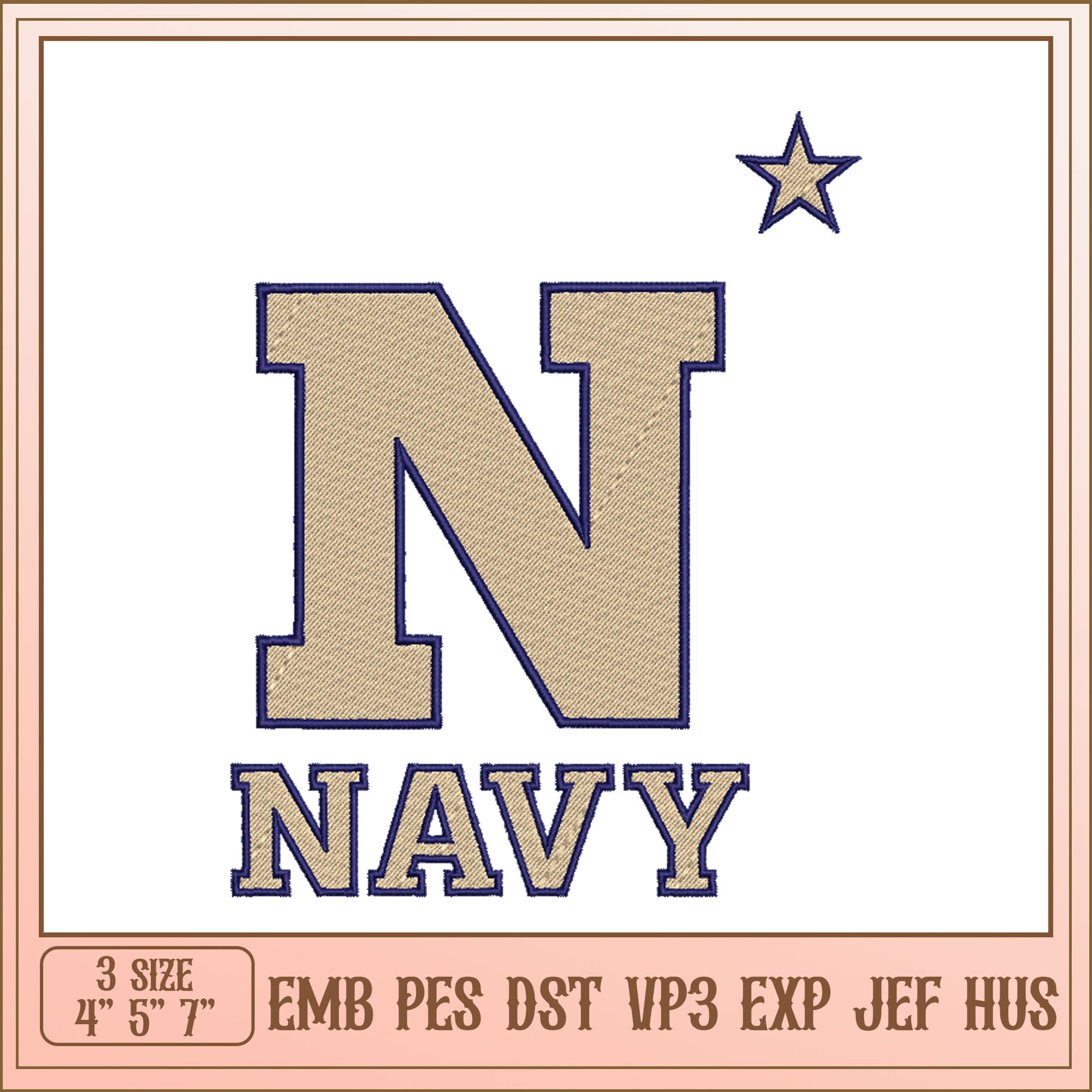 Navy N Embroidery Design – svg files for cricut