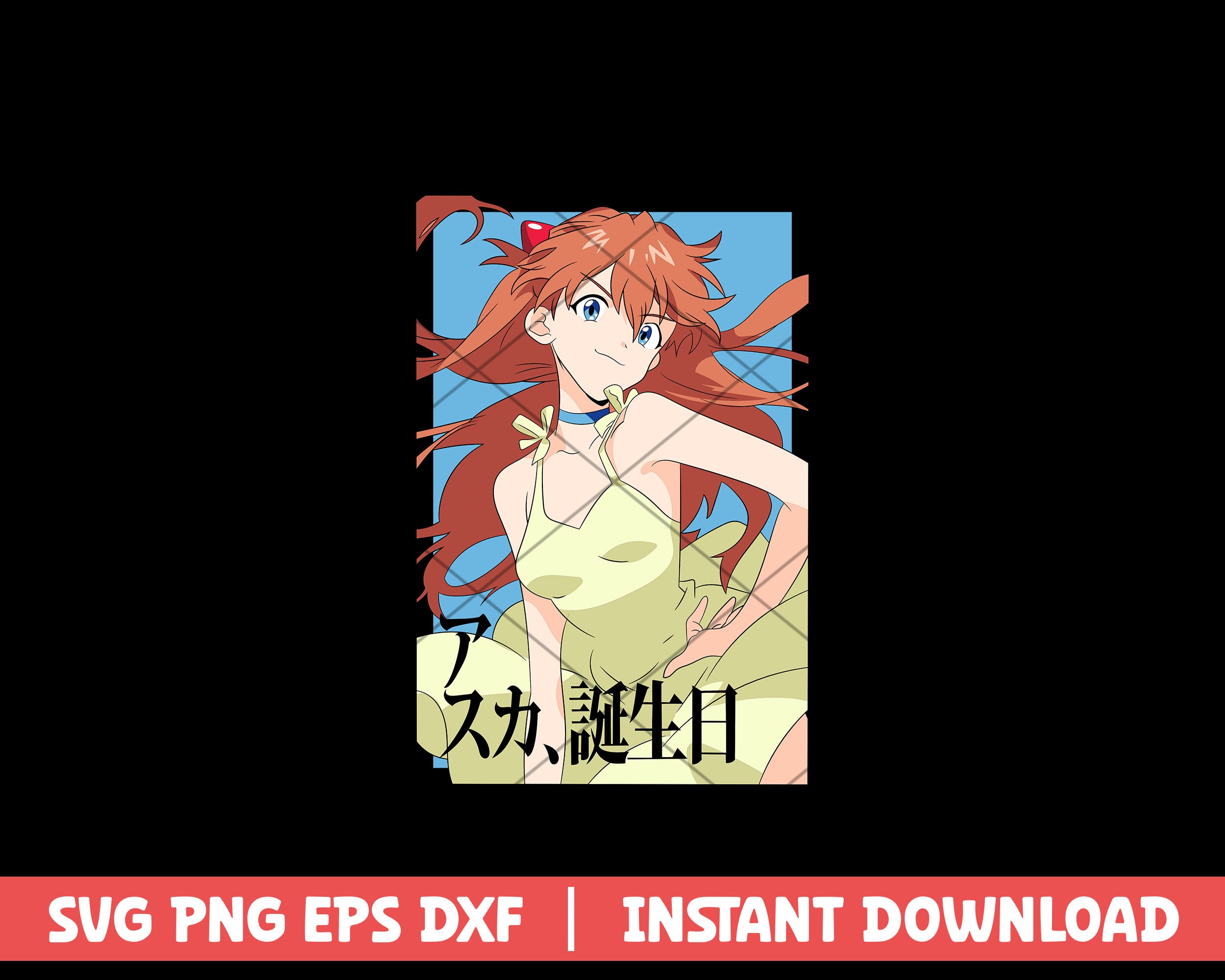 Neon genesis evangelion asuka character anime svg – svg files for cricut