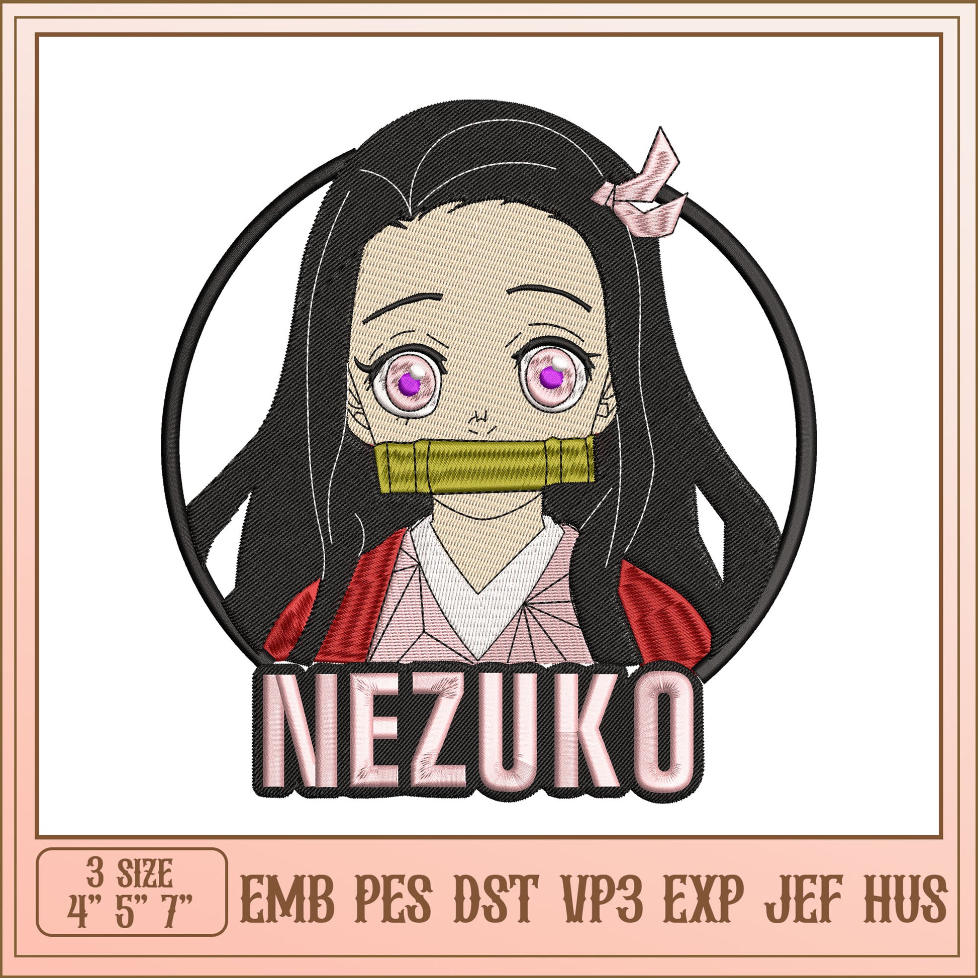 Nezuko Embroidery Design - 3 Sizes – svg files for cricut