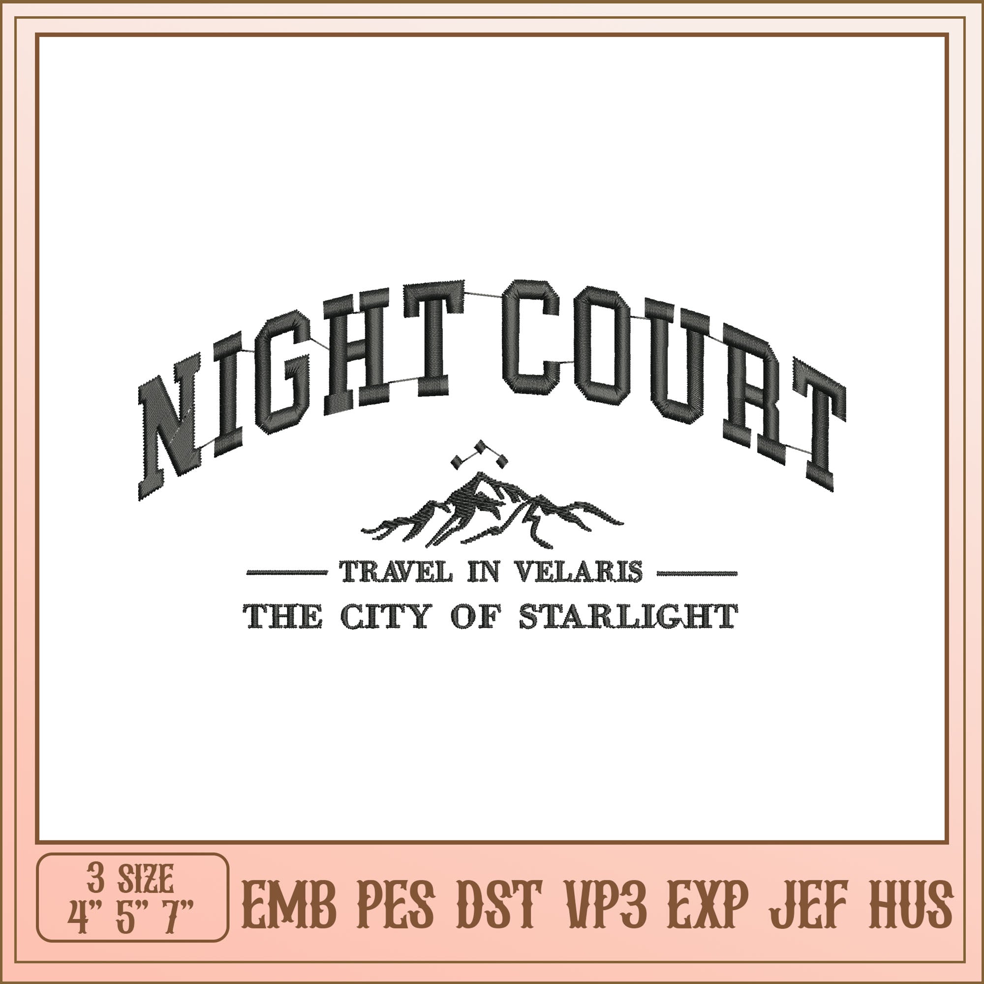 Night Court Embroidery Design - 3 Sizes – svg files for cricut