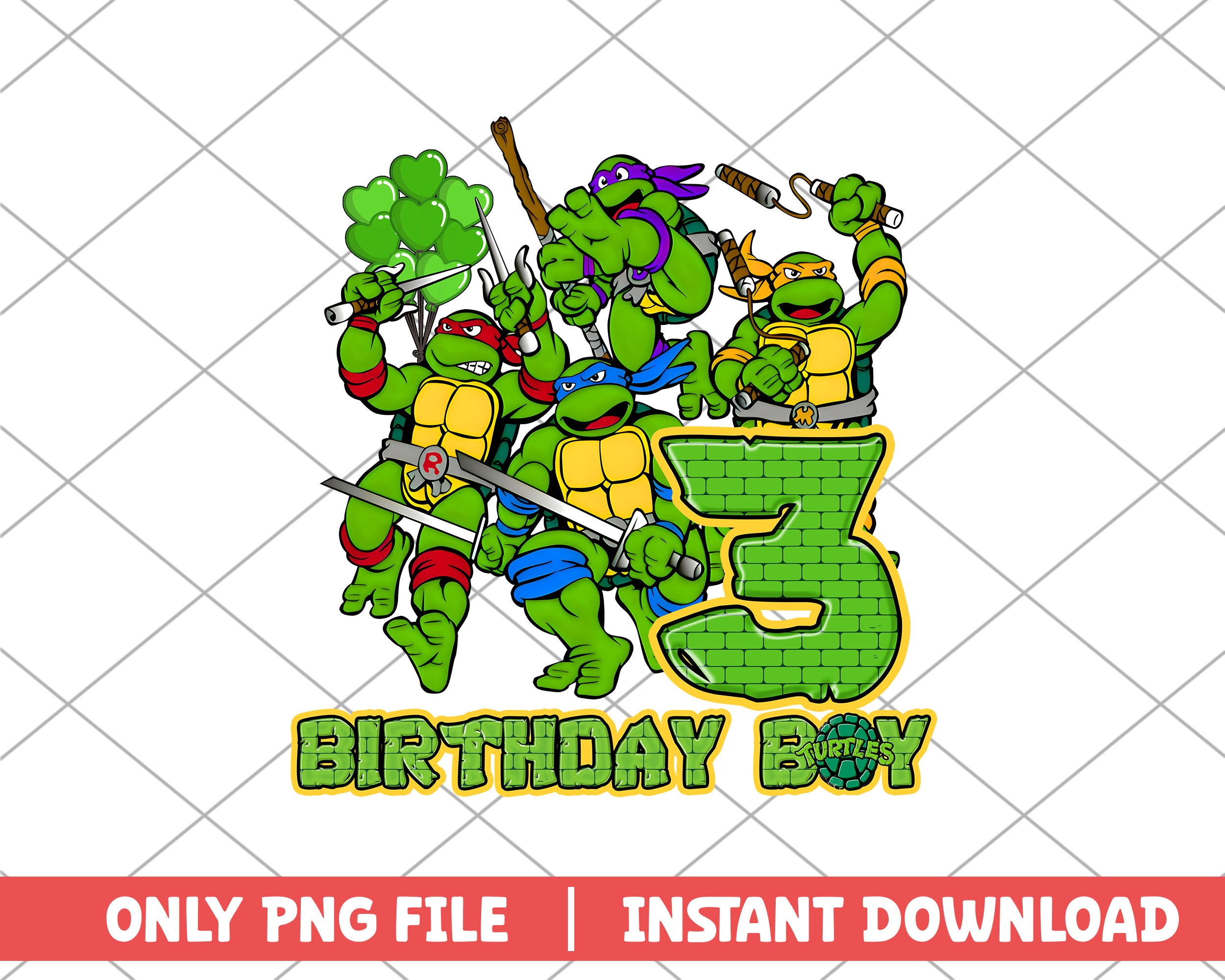 Ninja Turtles birthday cartoon png – svg files for cricut