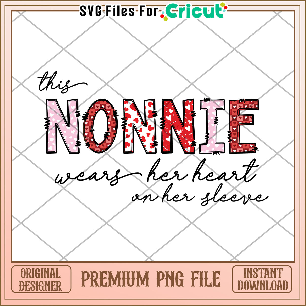 Nonnie PNG Heart Design Valentines Day – svg files for cricut