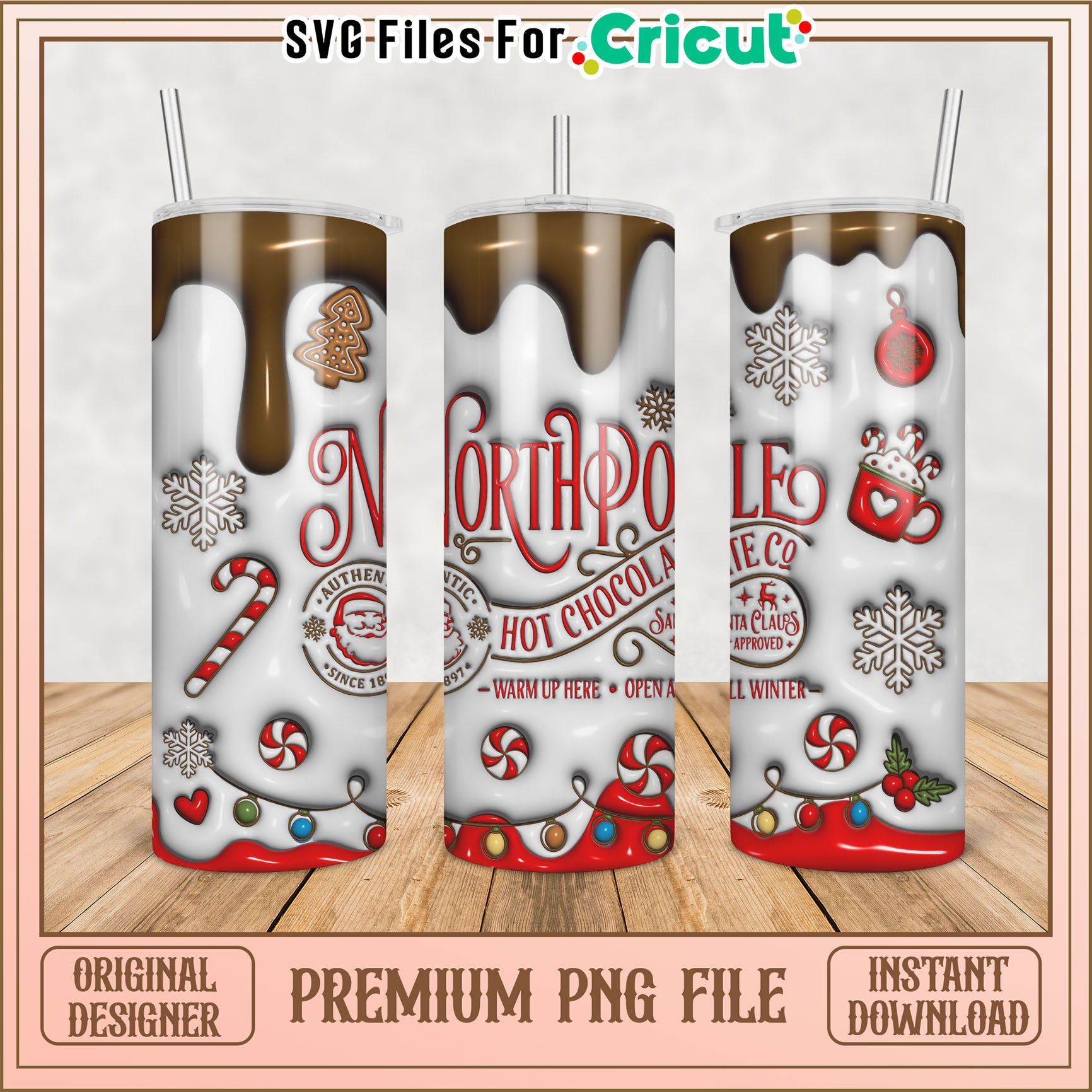 North Pole Hot Chocolate Tumbler PNG Instant Download Design – svg ...