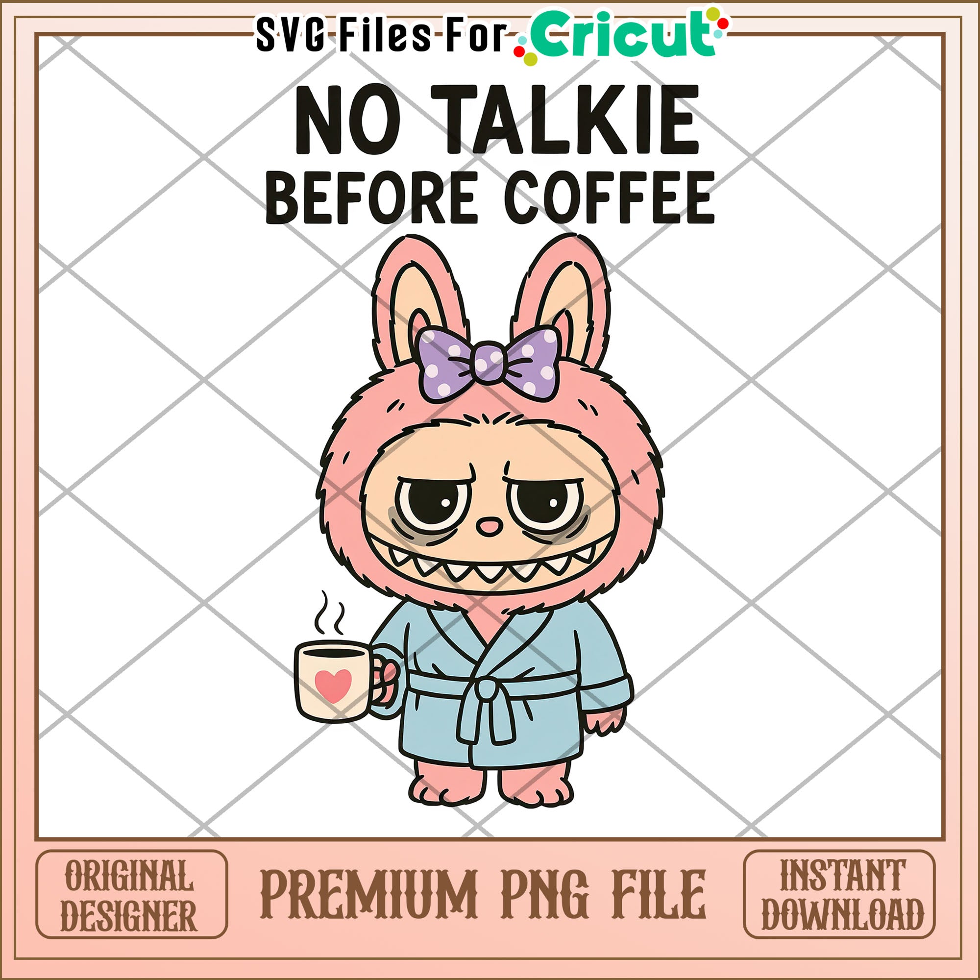 No talkie before coffe png, labubu quotes png, labubu cartoon png – svg ...
