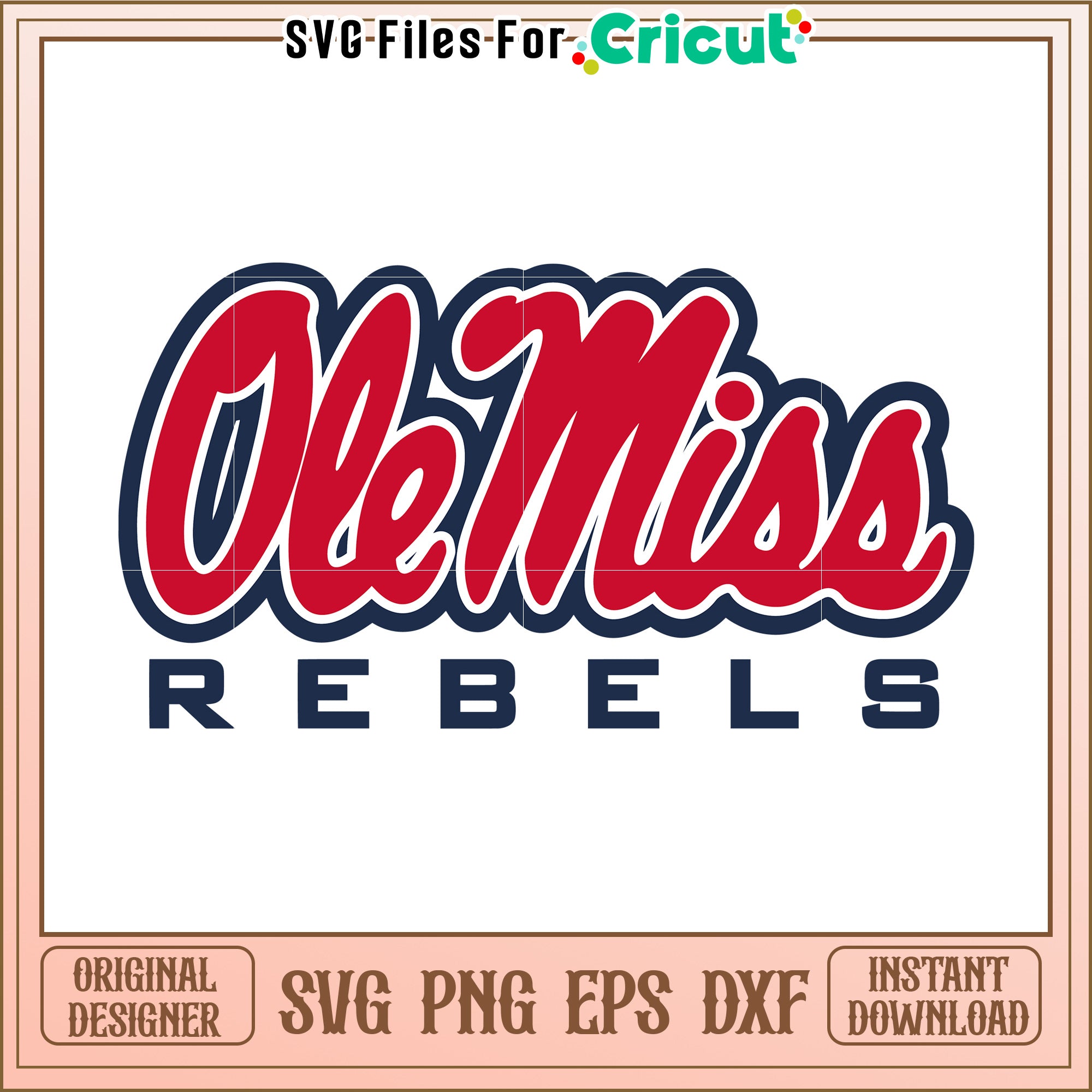 Ole Miss Rebels logo design for Cricut crafting, perfect for team spir ...