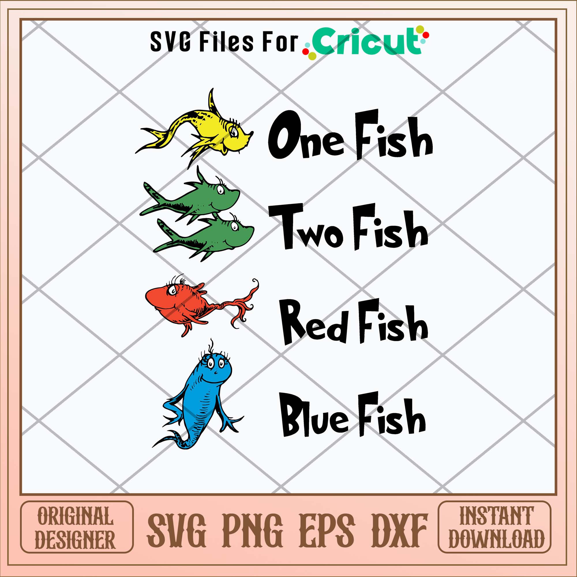 One Fish Two Fish Red Fish Blue Fish Svg, Dr Seuss Svg-Svgfilesforcric ...