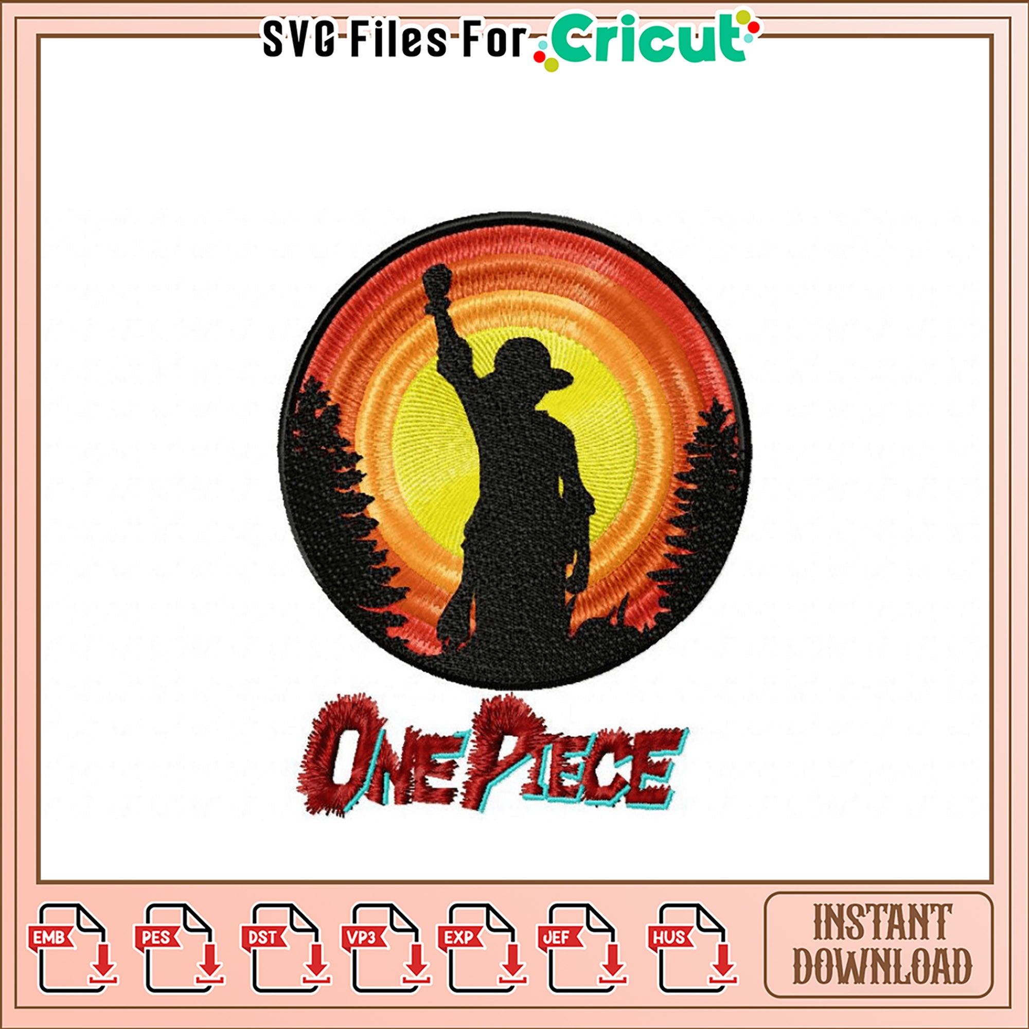 One Piece Embroidery Design Instant Download – svg files for cricut