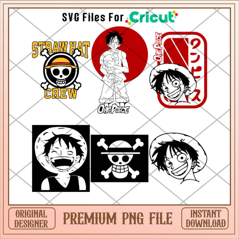 Anime One piece Luffy pirate logo png bundle – svg files for cricut